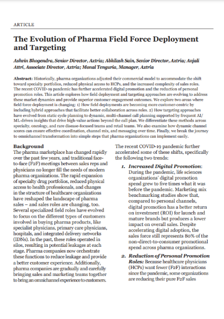 Field Force Effectiveness Pharma | Deployment & Targeting | PMSA Journal